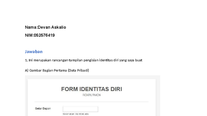 Diskusi 5: Rancangan Tampilan Identitas Diri - Interaksi Manusia dan ...