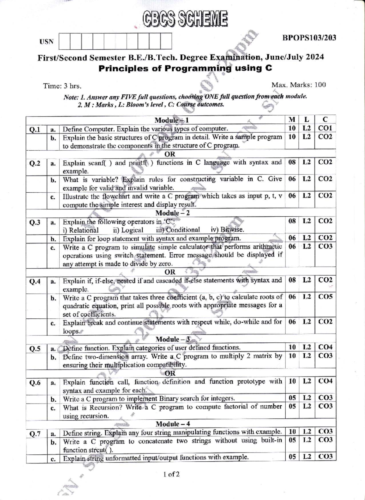 BPOPS1 A3t2o3 Semester Exam: Principles of Programming in C - Studocu