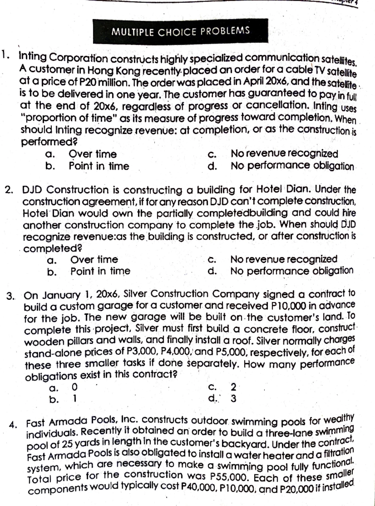 PFRS 15 (Dayag book problems with answers) - M~LTIPLE CHOICE PROBLEMS ...