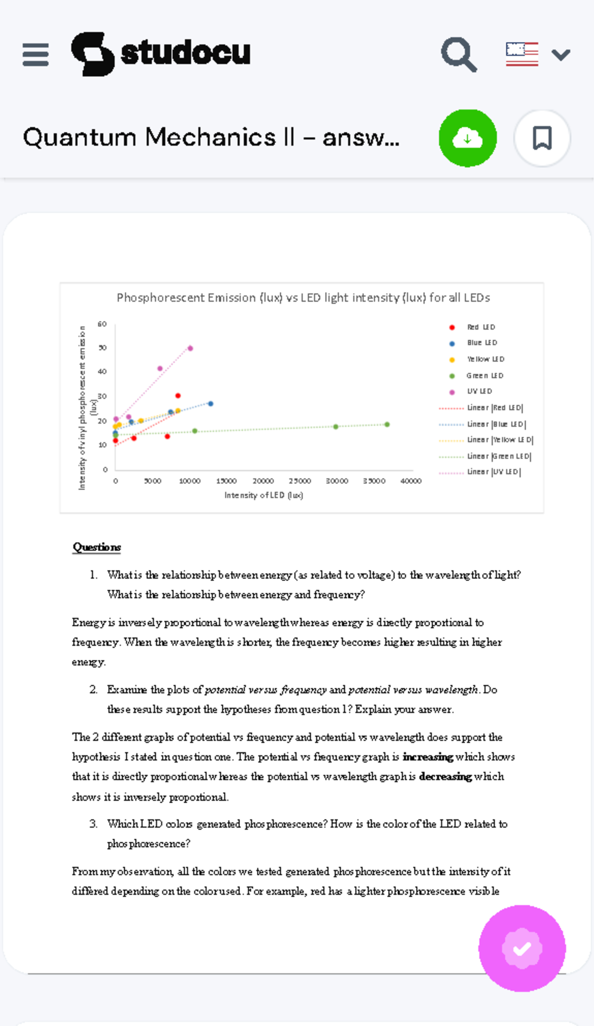 Quantum Mechanics II Lab Assignment Answers - CHEM 131L - Studocu