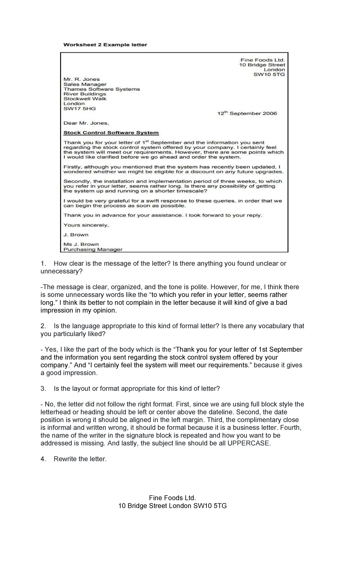 Learning Guide 6 Assignment: Analyzing Formal Letter Clarity and Format ...