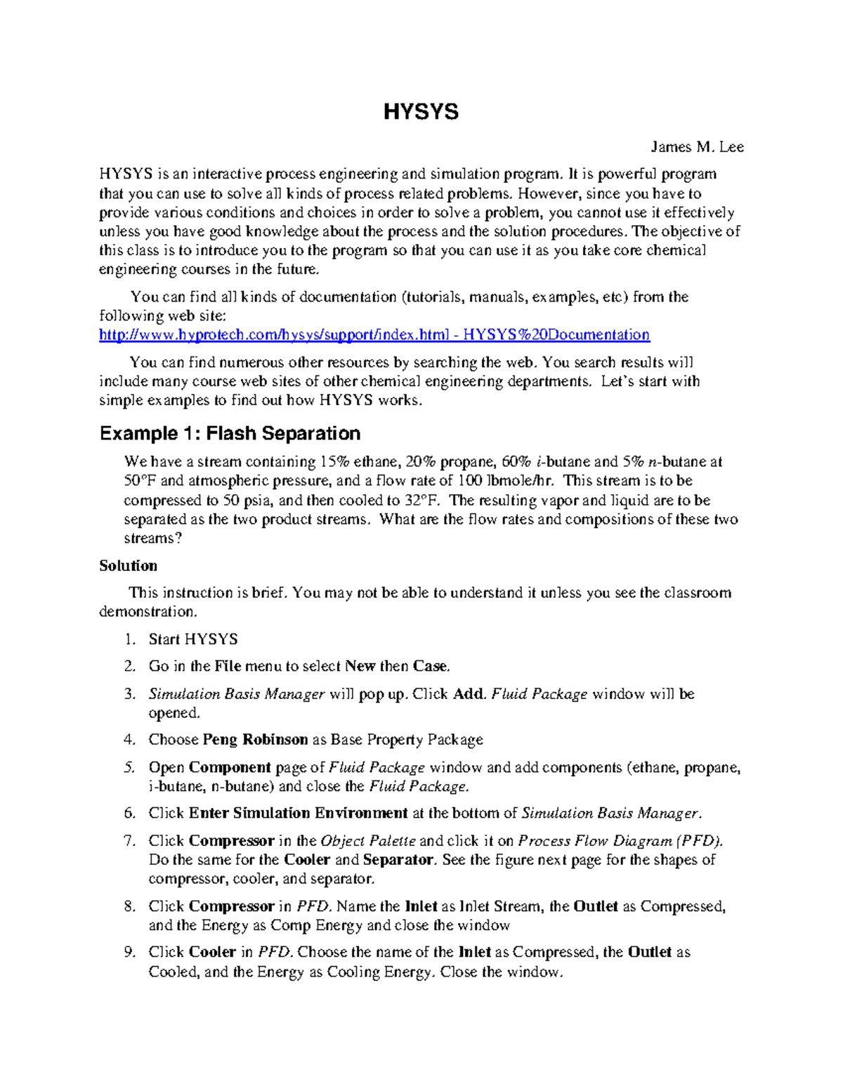 HYSYS Tutorial: Process Simulation Examples for Chemical Engineering - Studocu