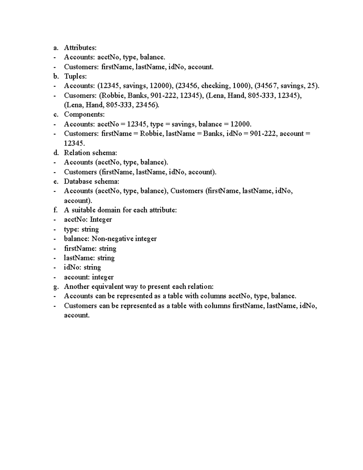 Assignment 1 - Database Attributes and Relations Overview - Studocu
