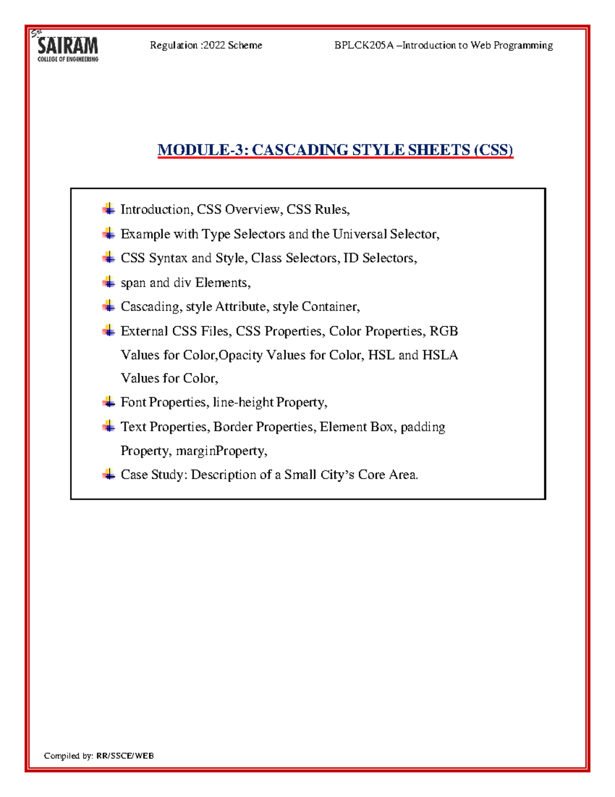 Lecture Notes: BPLCK205A Introduction to CSS - Overview and Key ...