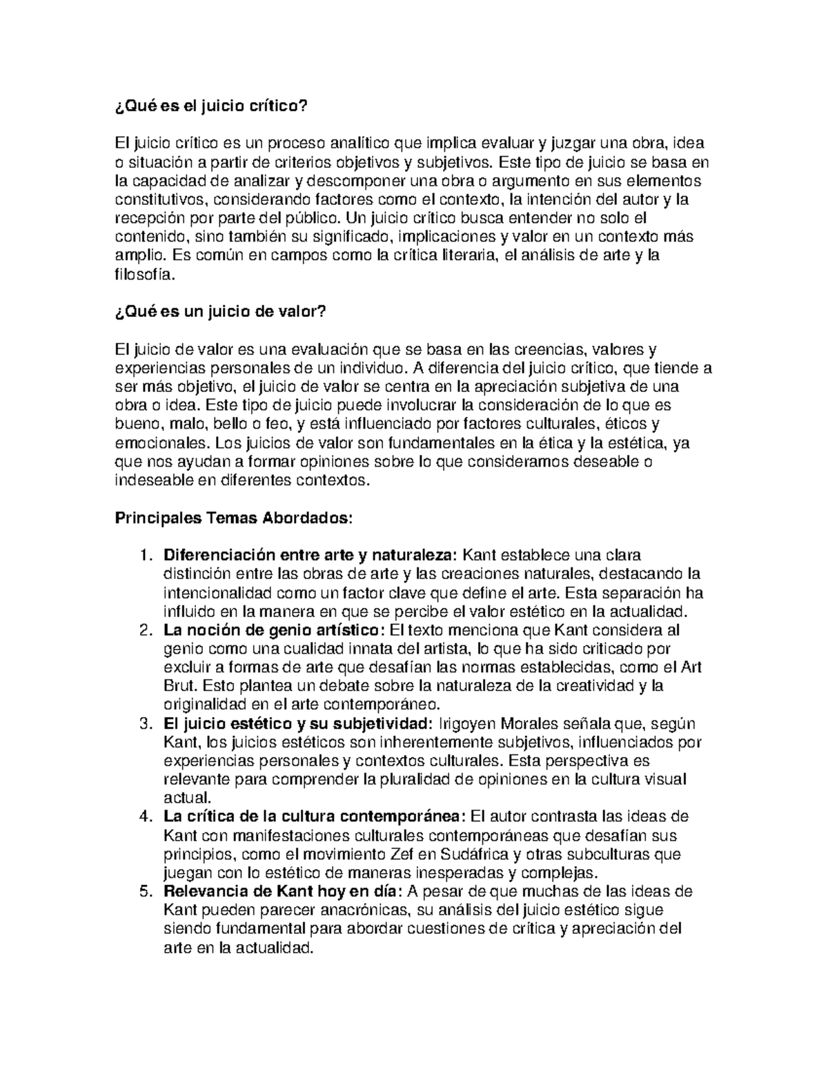 Juicio Crítico y de Valor: Análisis de Kant y su Relevancia Actual ...