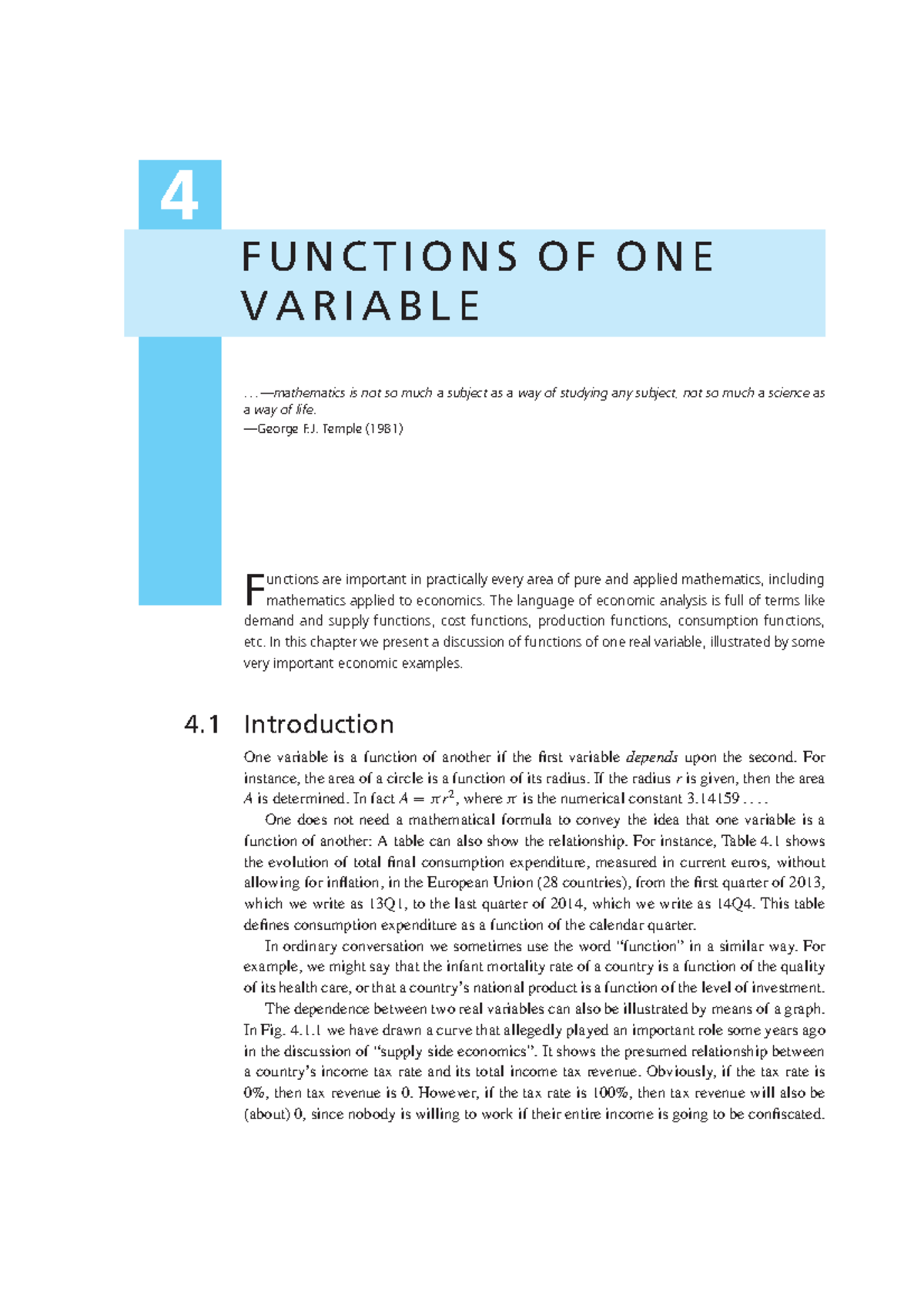 Functions of One Variable: Economic Applications and Definitions - Studocu