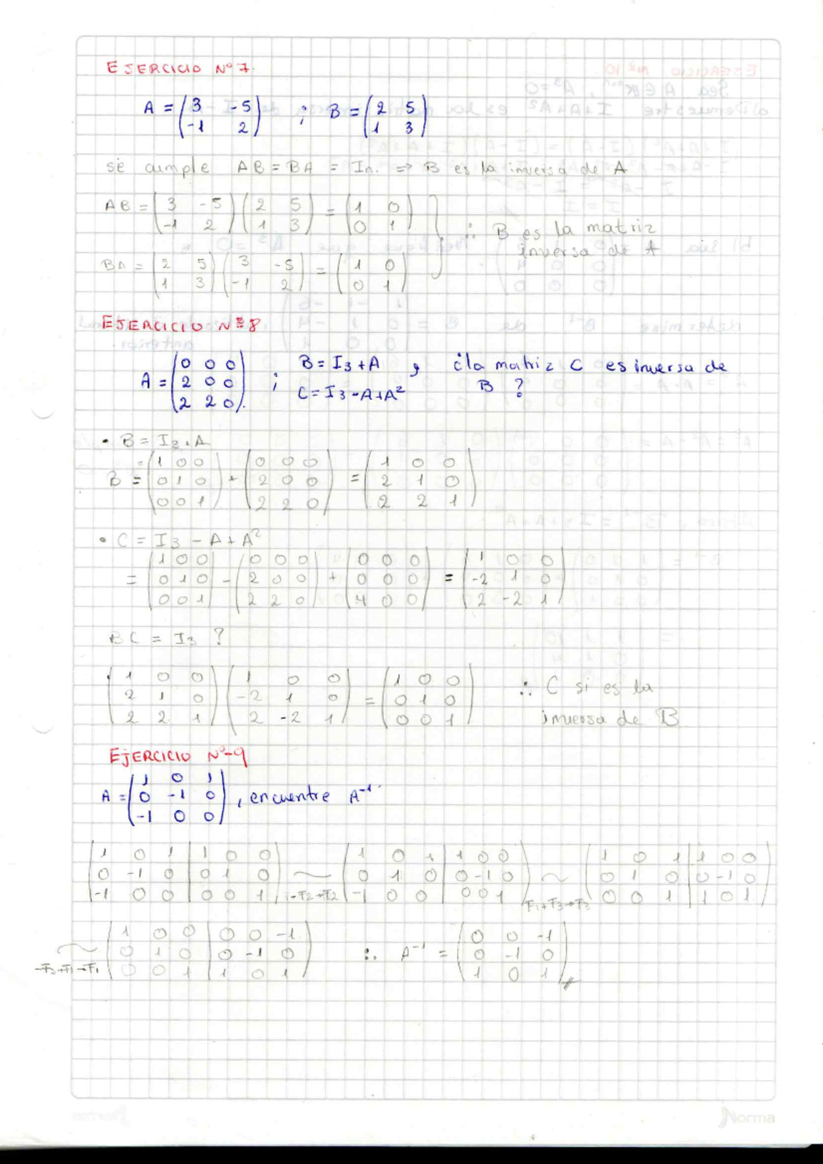 Deber 4 - Algebra: Ejercicios de Matrices y Matriz Inversa - Studocu