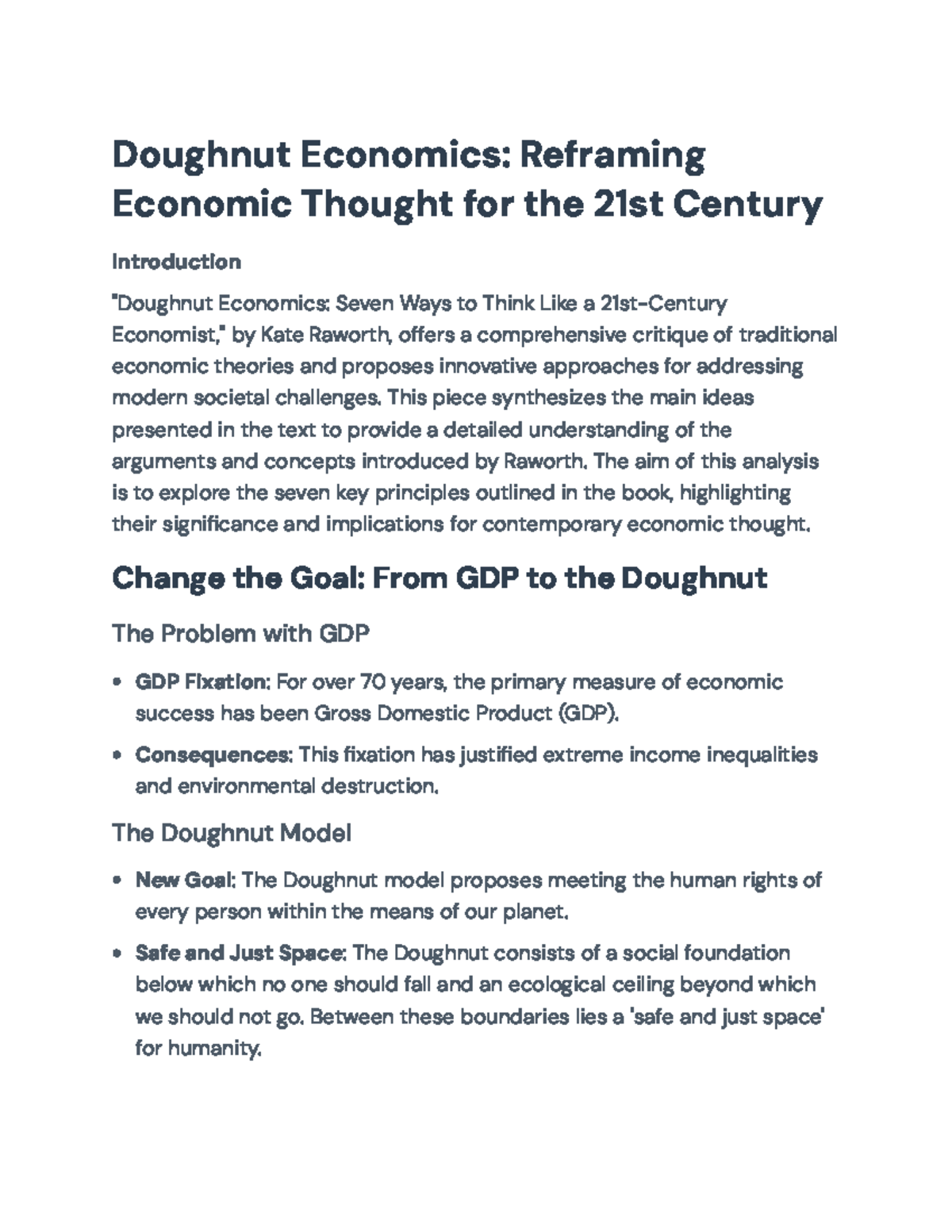 Doughnut Economics Analysis: Rethinking 21st Century Economic Thought ...