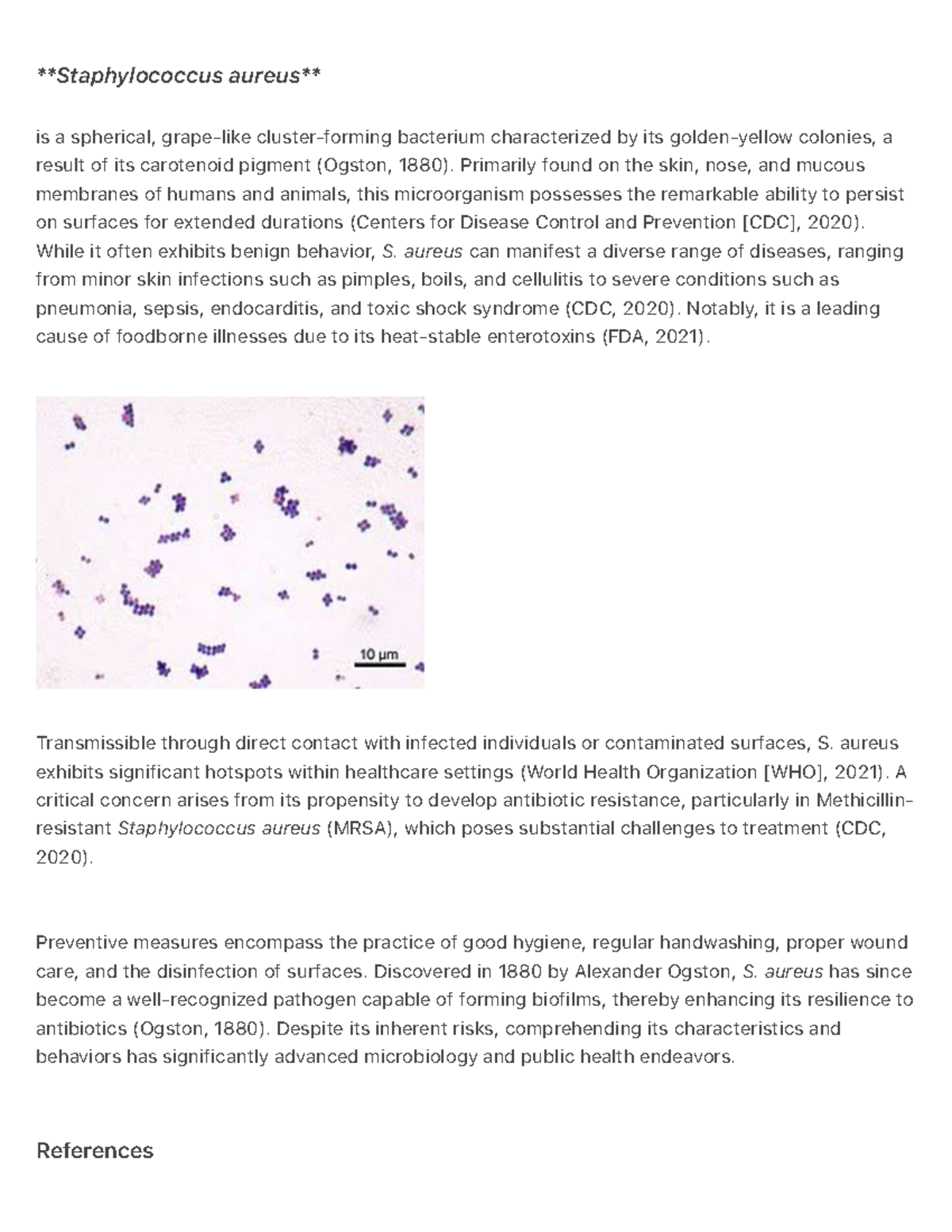 **Staphylococcus aureus** - Staphylococcus aureus is a spherical, grape ...