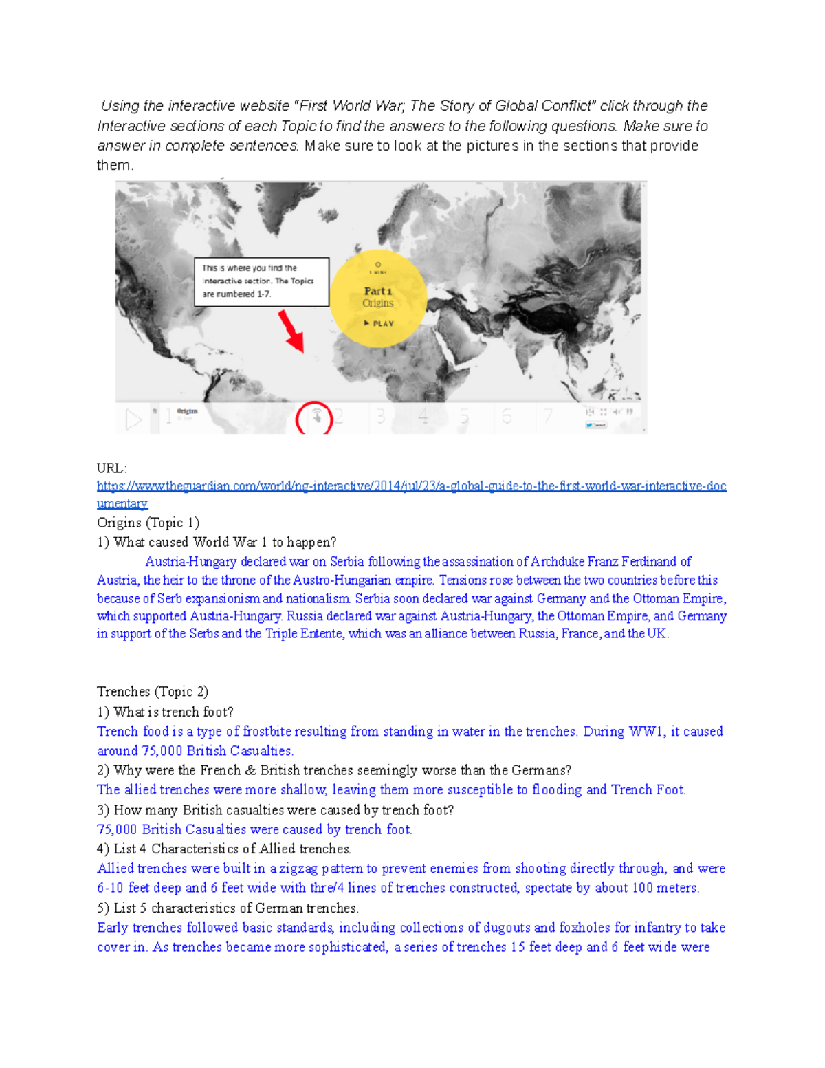WWI Webquest Answers - AP World History - Studocu
