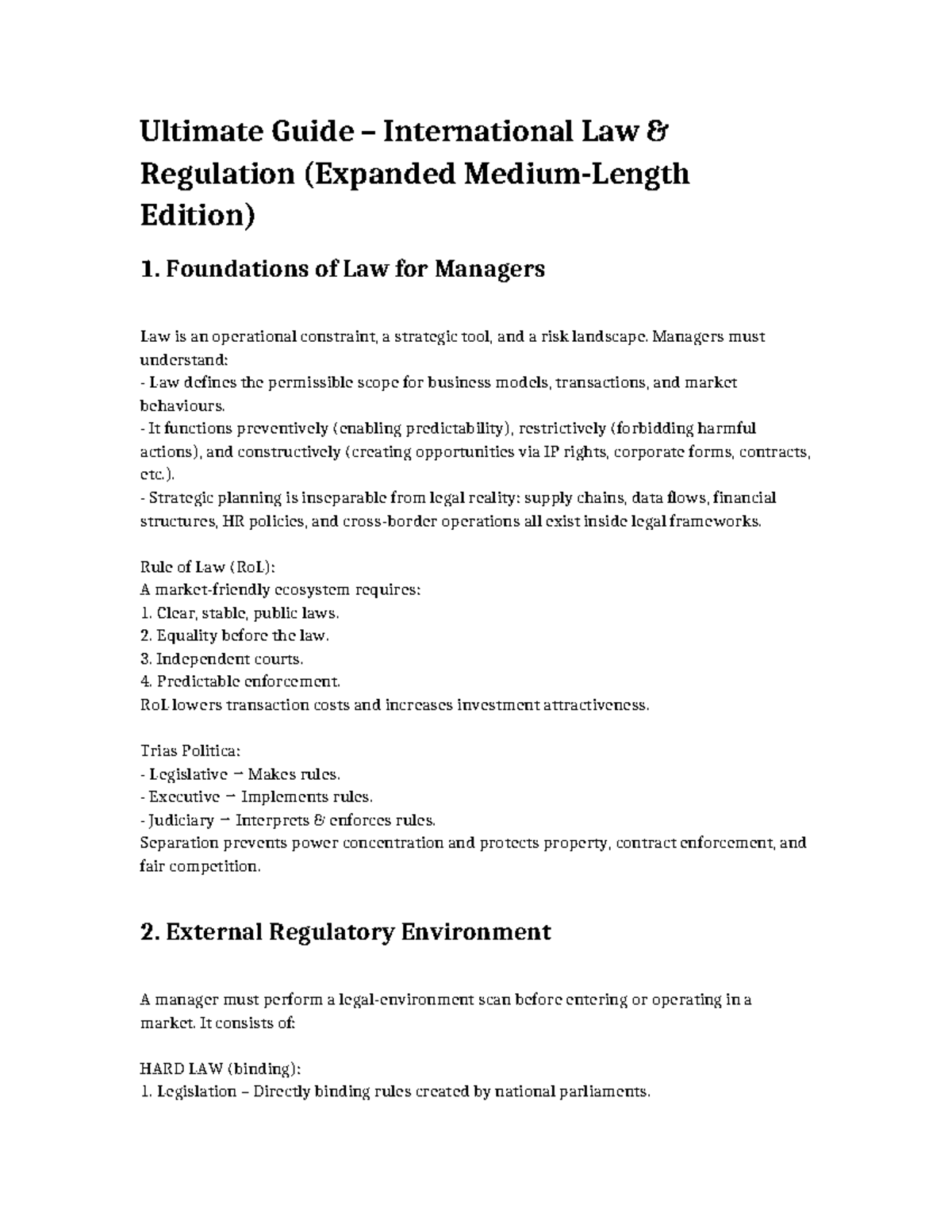Ultimate Guide to International Law Regulation (Expanded Edition) - Studocu