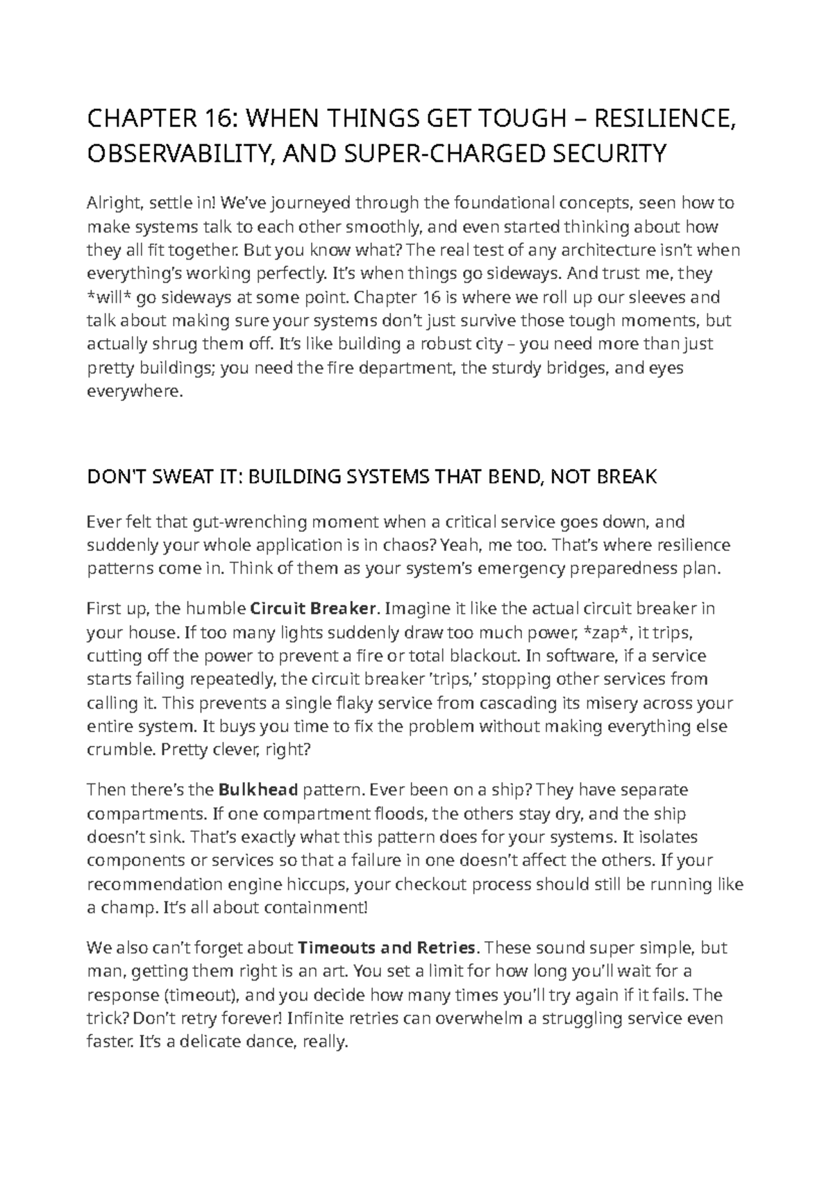 CHAPTER 16: RESILIENCE, OBSERVABILITY, AND SECURITY IN SYSTEMS ...