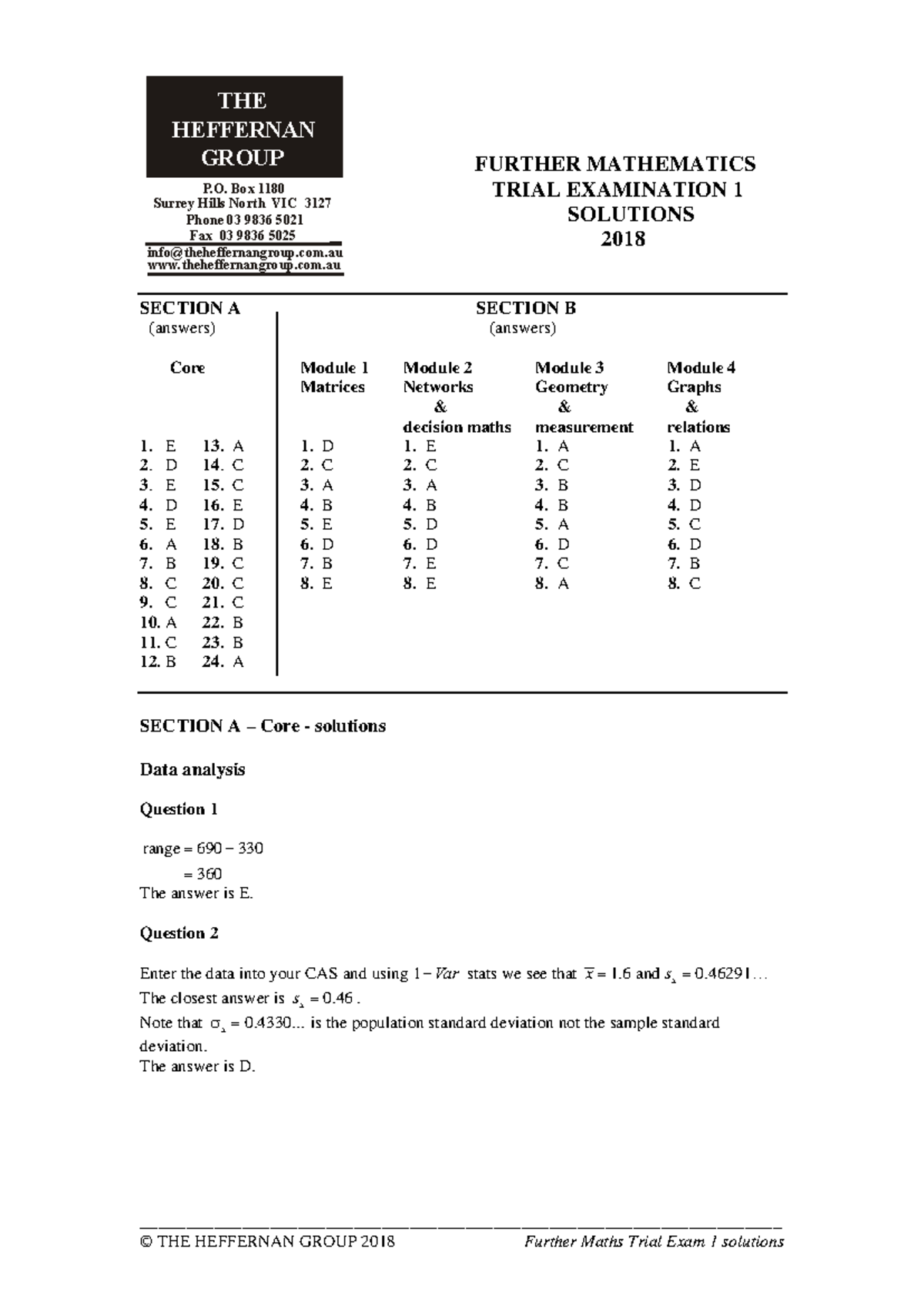 Further Mathematics Trial Exam 1 Solutions 2018 (Heff 18 1) - Studocu