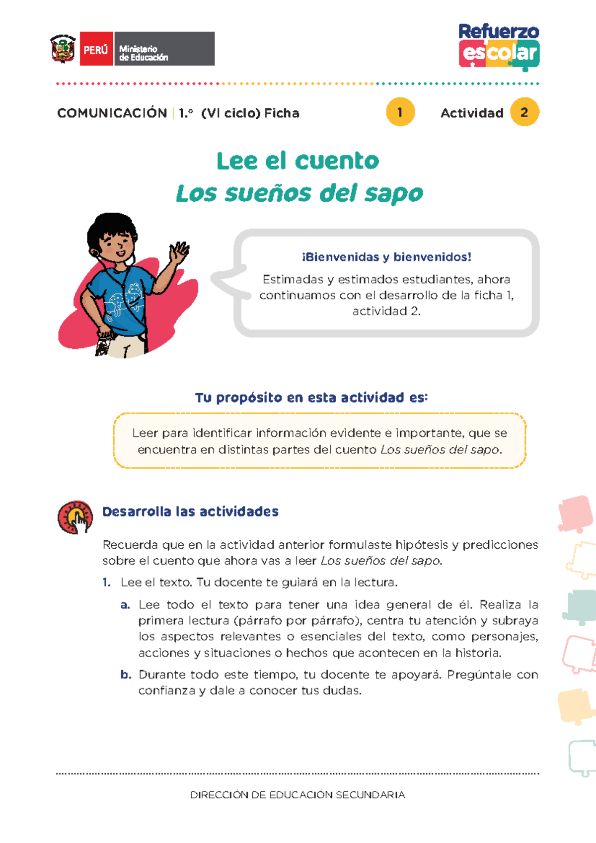 Comunicación 1.o (VI ciclo) Ficha 1 Actividad 2: Análisis del Cuento ...