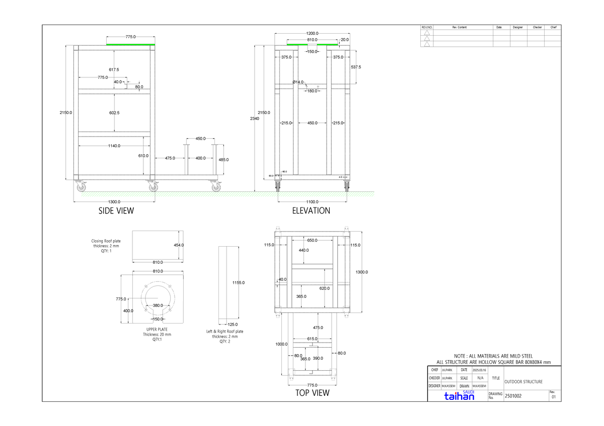 Outdoor Structure Design Drawing No. 2501002 Rev. 01 - Studocu