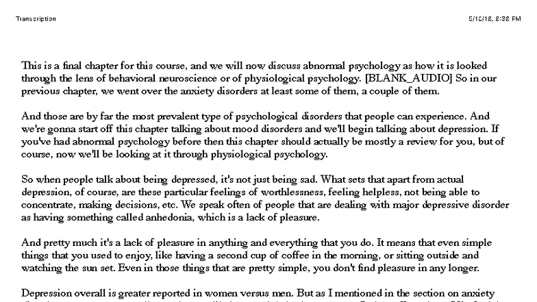 Abnormal Psychology: Mood & Psychotic Disorders Overview (Final Exam ...