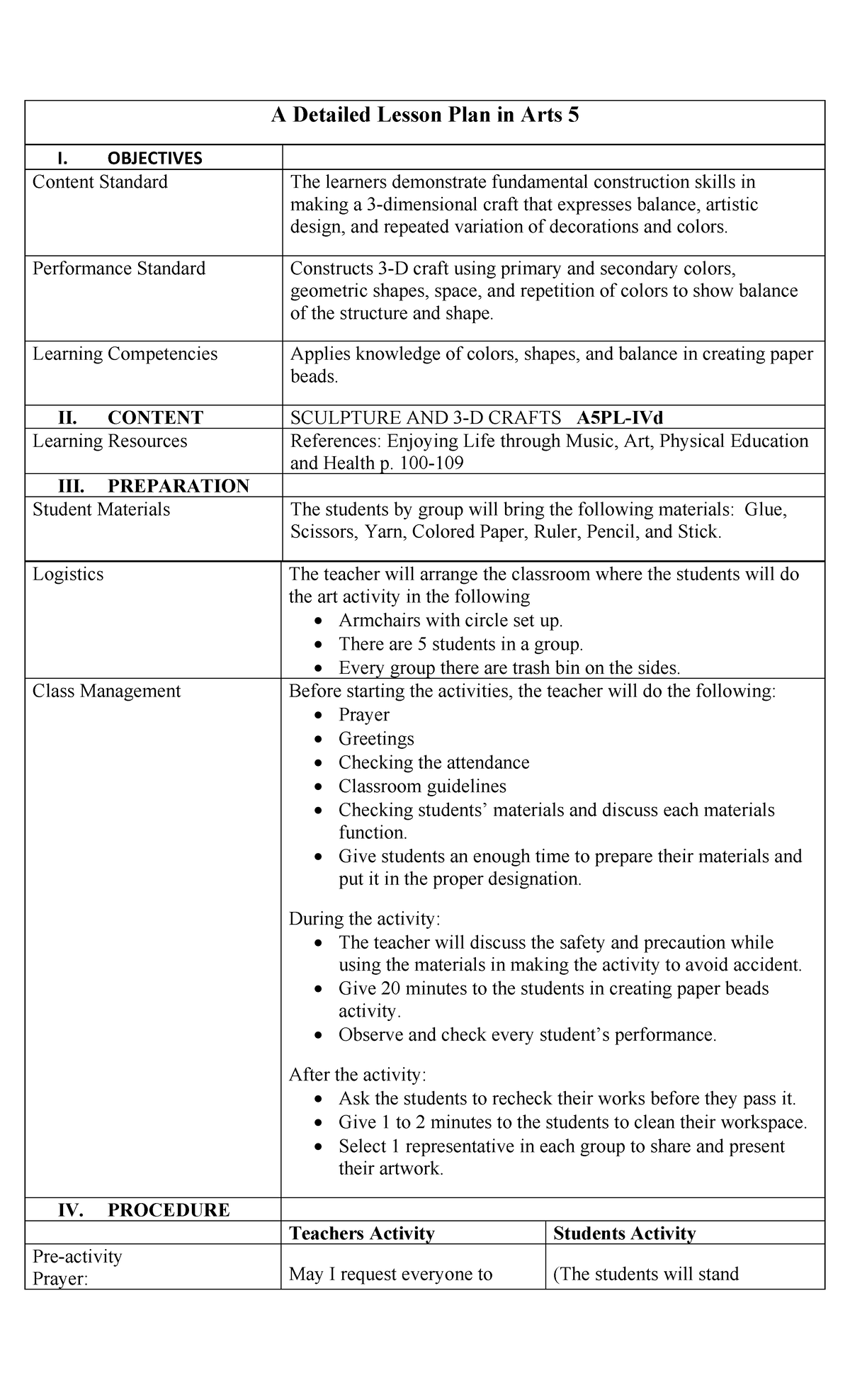 Detailed-lesson-plan-in-arts-5 compress - A Detailed Lesson Plan in ...