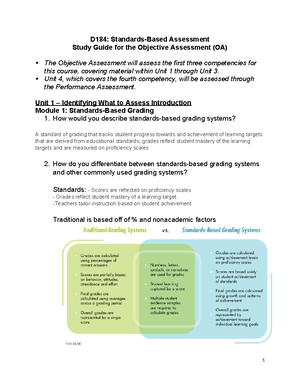 D184 task 1 - task 1 - Developing an Assessment System Sydnee R. Herbek Western Governors ...