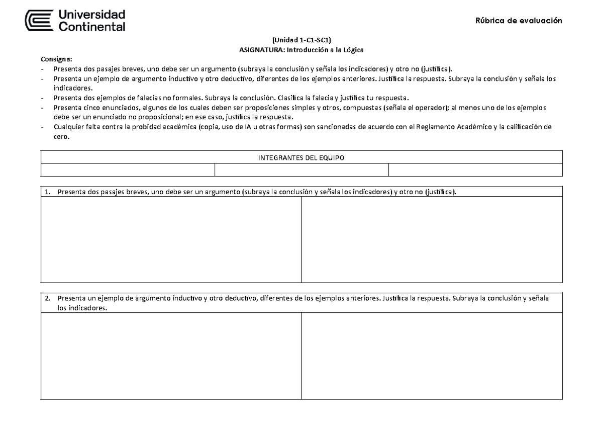C1-S1 formato y rubrica - Rúbrica de evaluación (Unidad 1-C1-SC1 ...