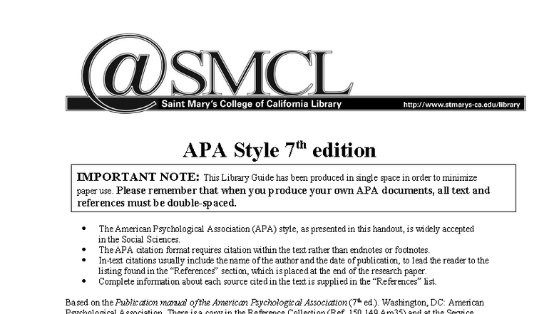 APA Style 7th Edition: Key Guidelines for Research Papers - Studocu