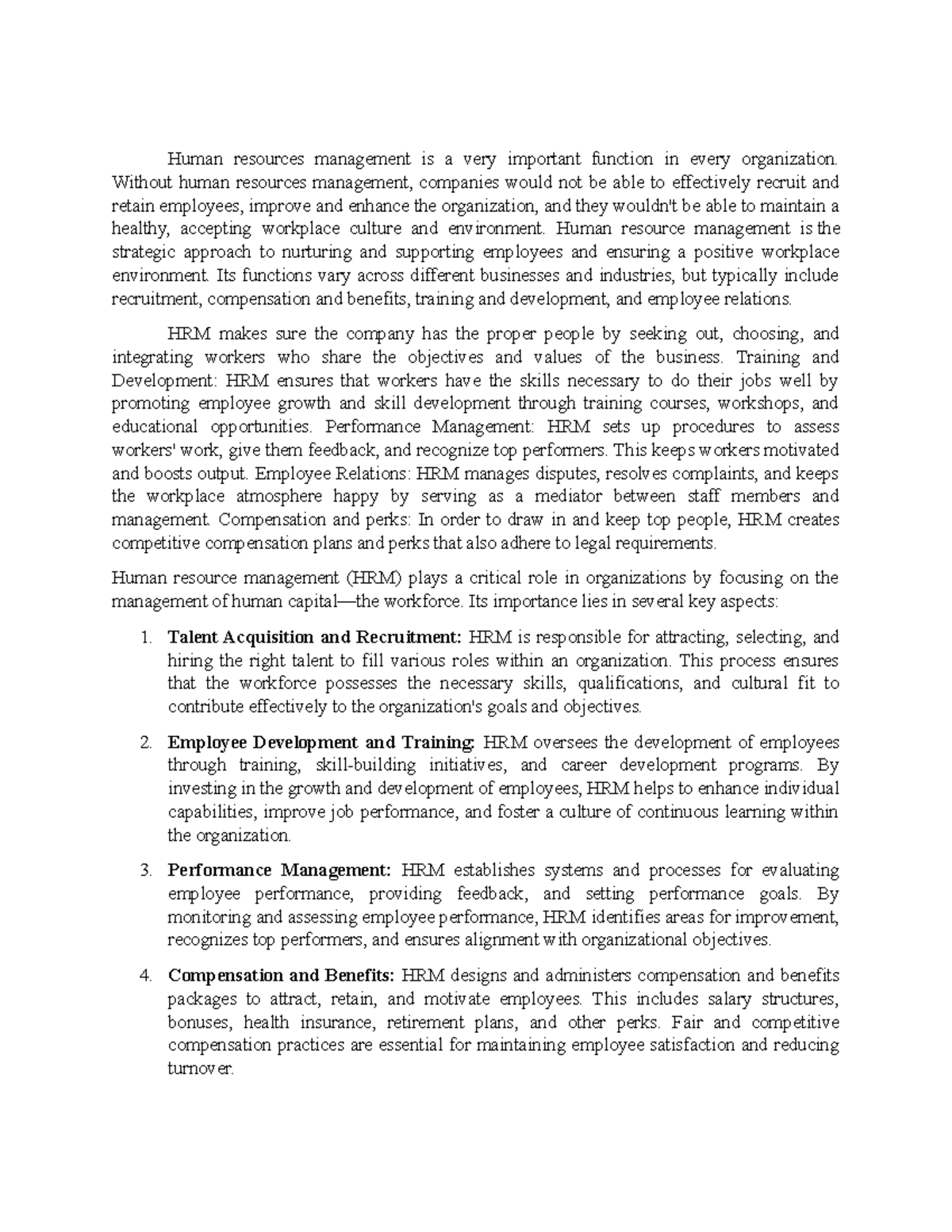 HRM 101 - Assignment 2 Notes on Human Resources Management - Studocu