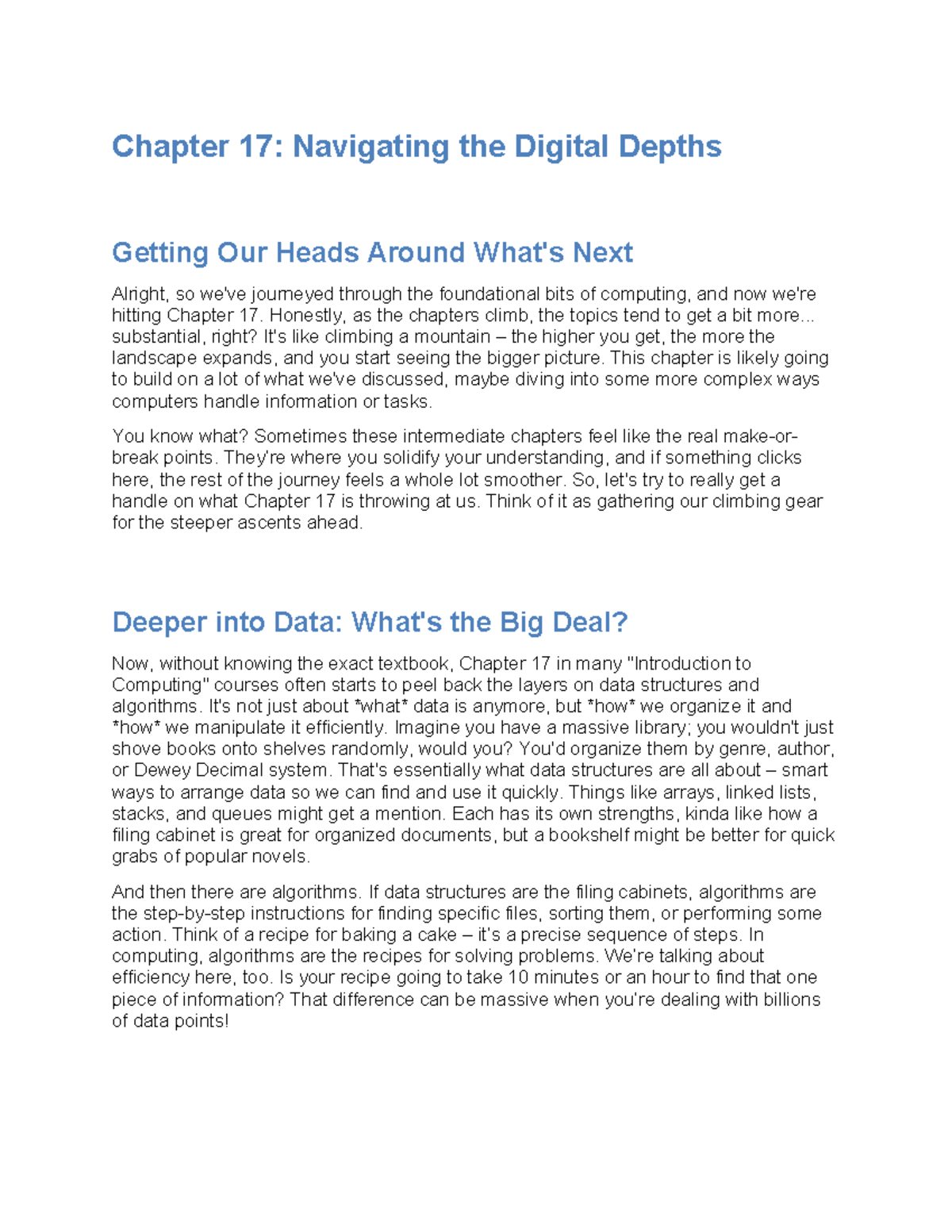 Intro Computing Chapter 17: Navigating Data Structures & Algorithms ...