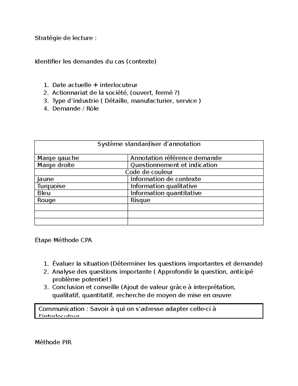Stratégie de Lecture : Identifier les Demandes du Cas - Fiche de Note 3 ...