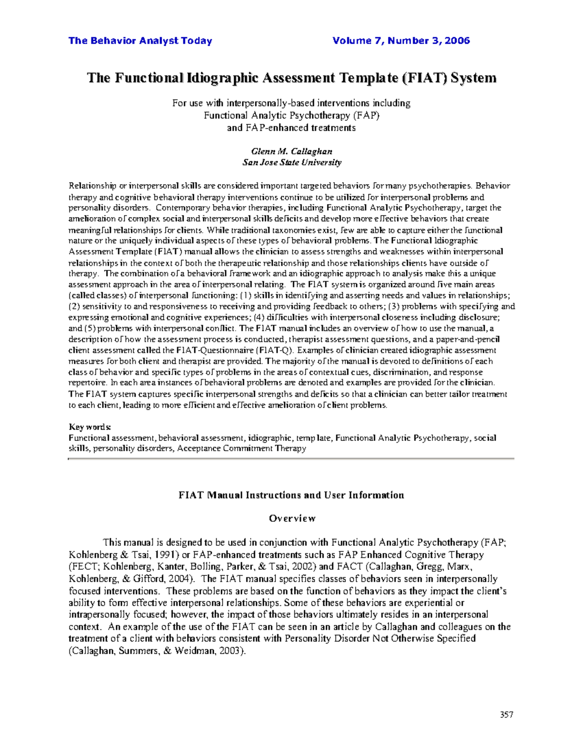 Functional Idiographic Assessment Template (FIAT) System Overview - Studocu
