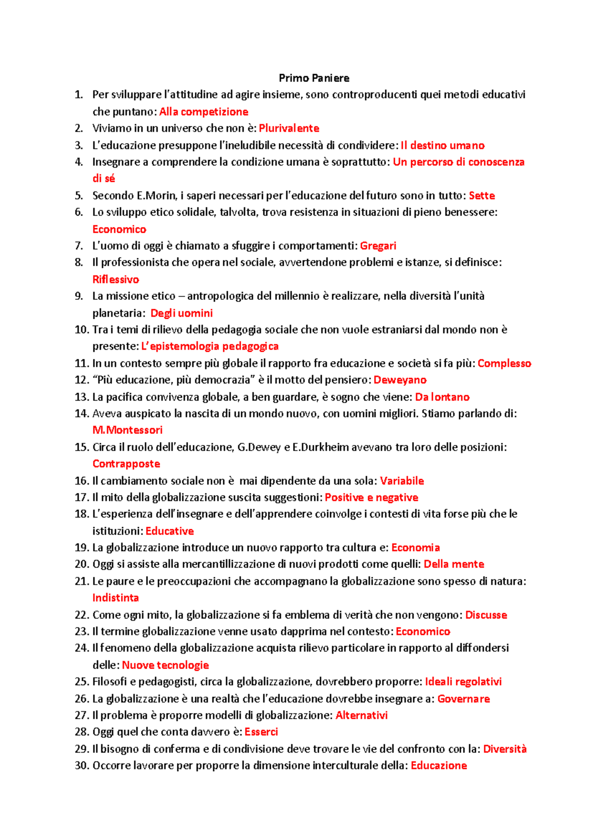 Domande e Risposte di Pedagogia Generale II (Final Exam) - Studocu
