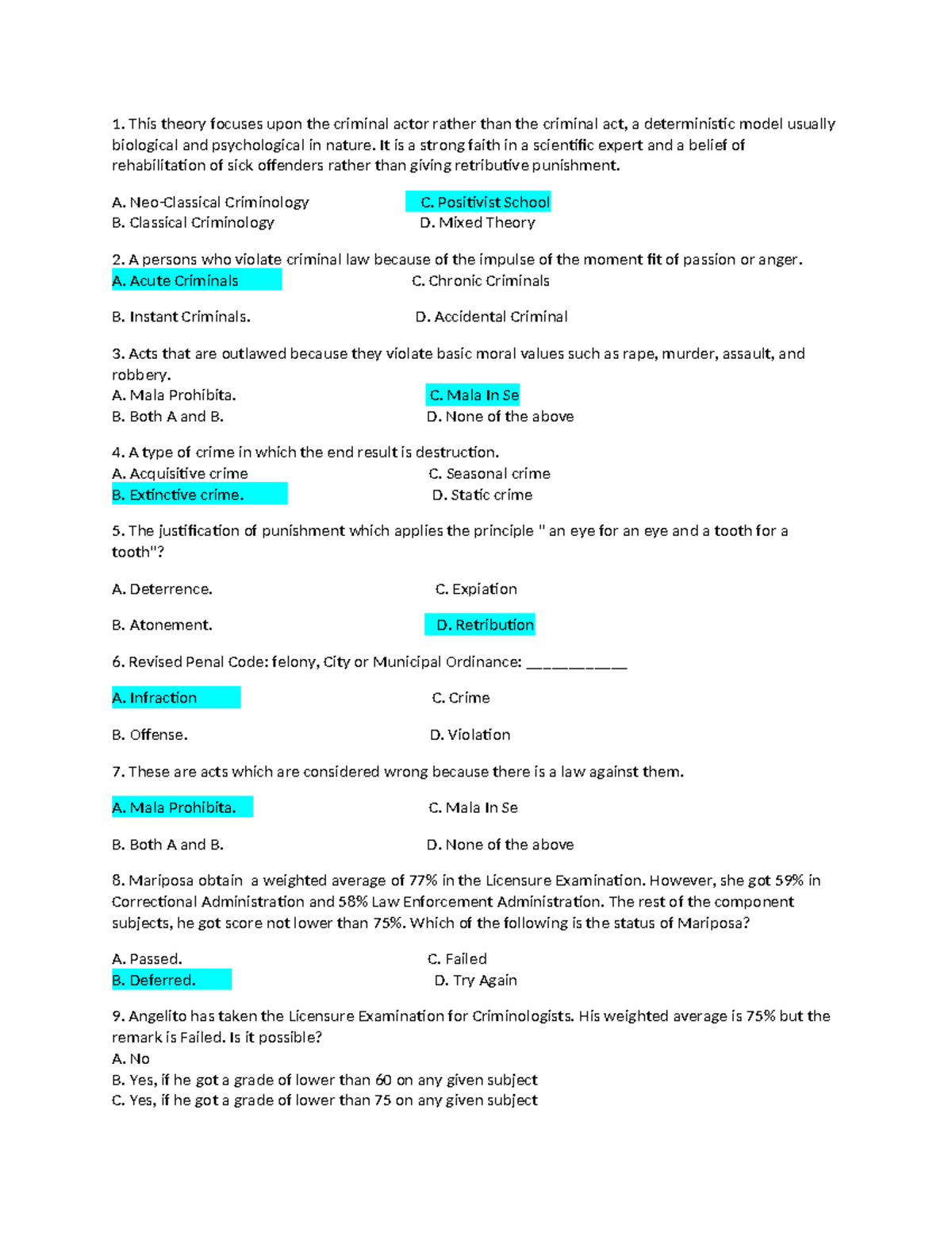 Group 1 & 4 Intro to Criminology Quiz Answers (CRIM101) - Studocu