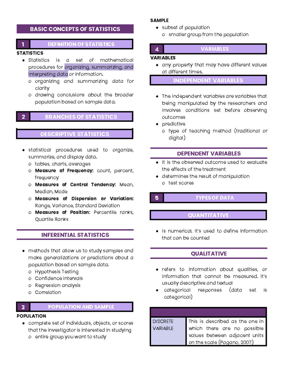 Midterm Exam Notes: Basic Concepts of Statistics (STAT 101) - Studocu
