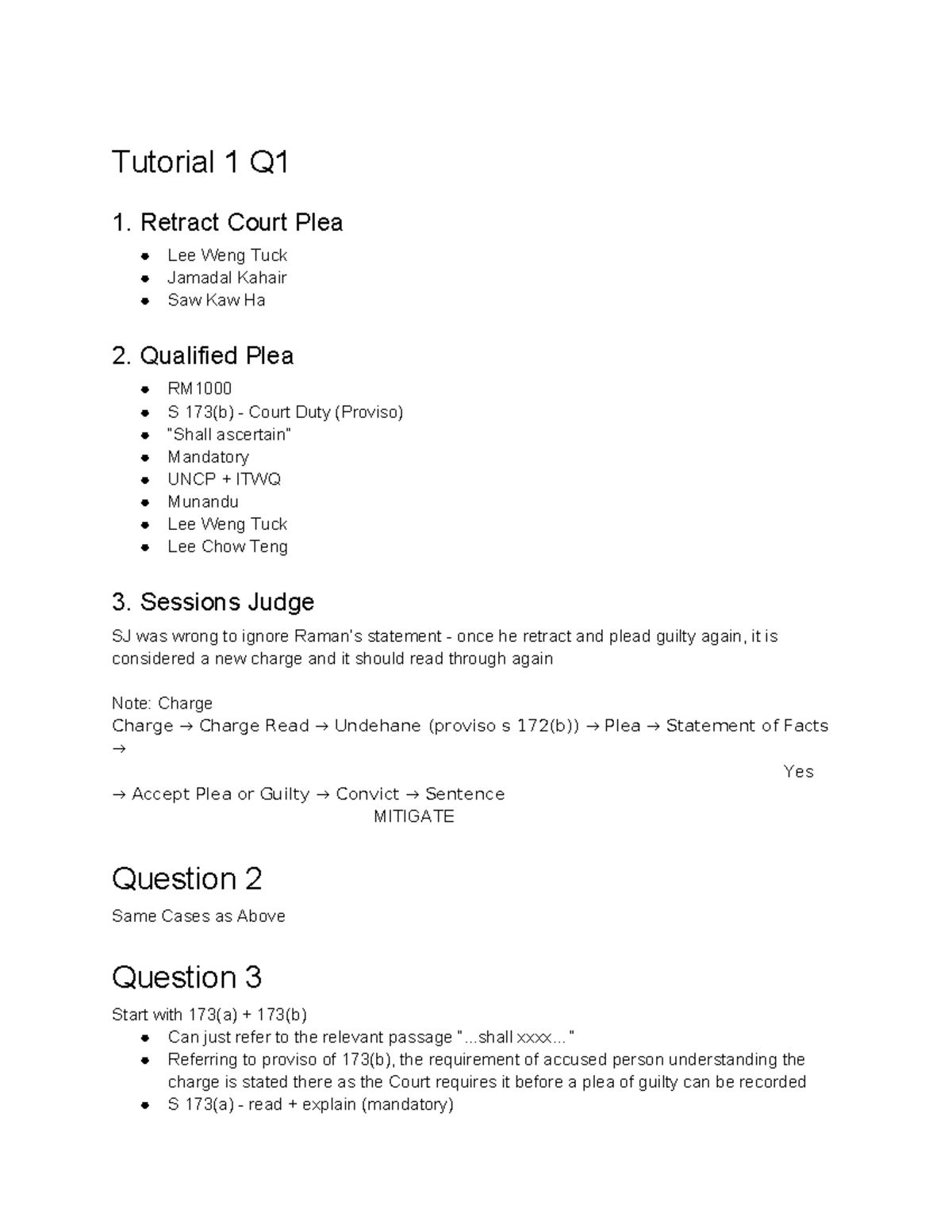 U Criminal Procedure 2 Tutorial 1: Court Plea Retract & Guilty Plea ...
