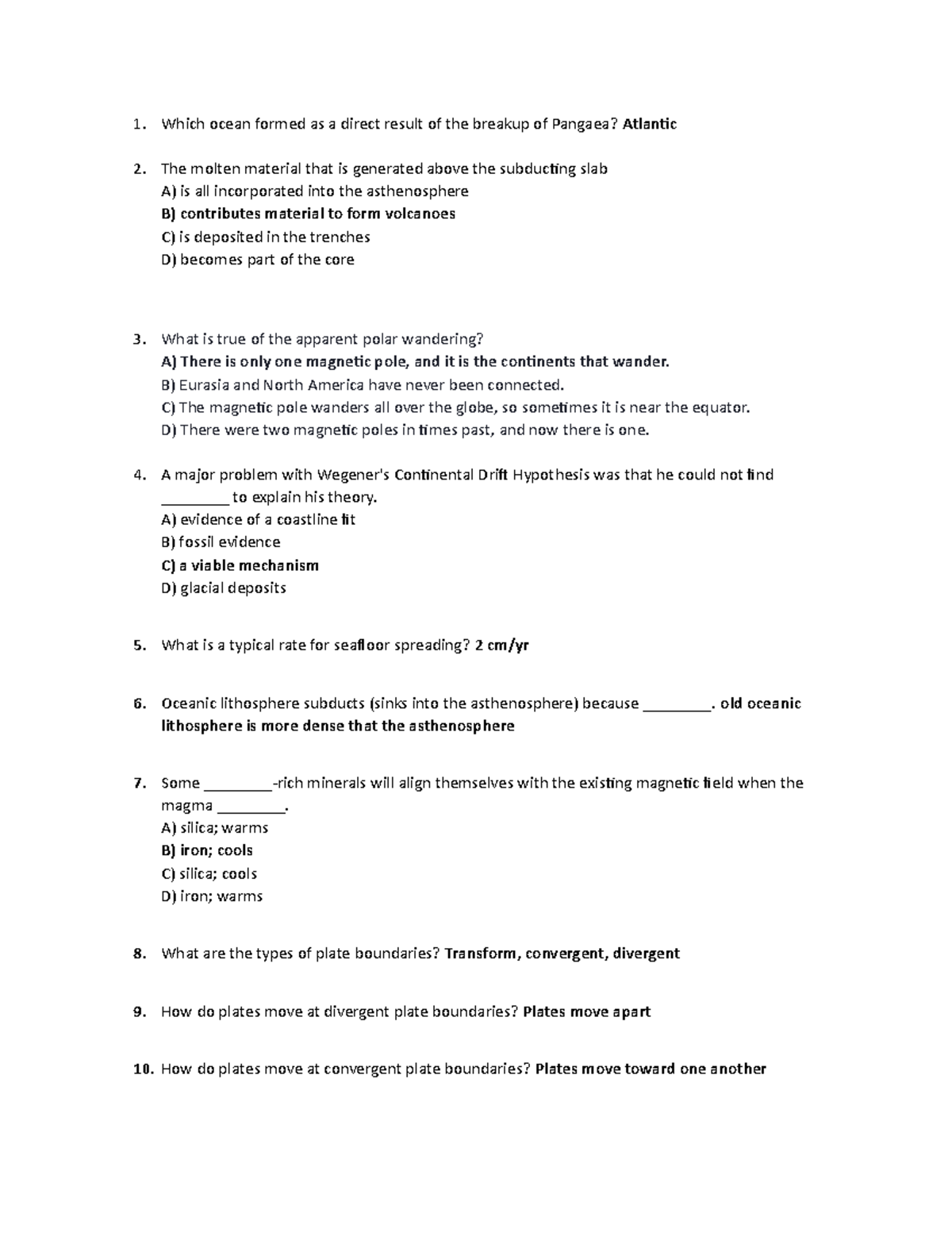 Chapter 4: Plate Tectonics Study Guide and Key Concepts - Studocu