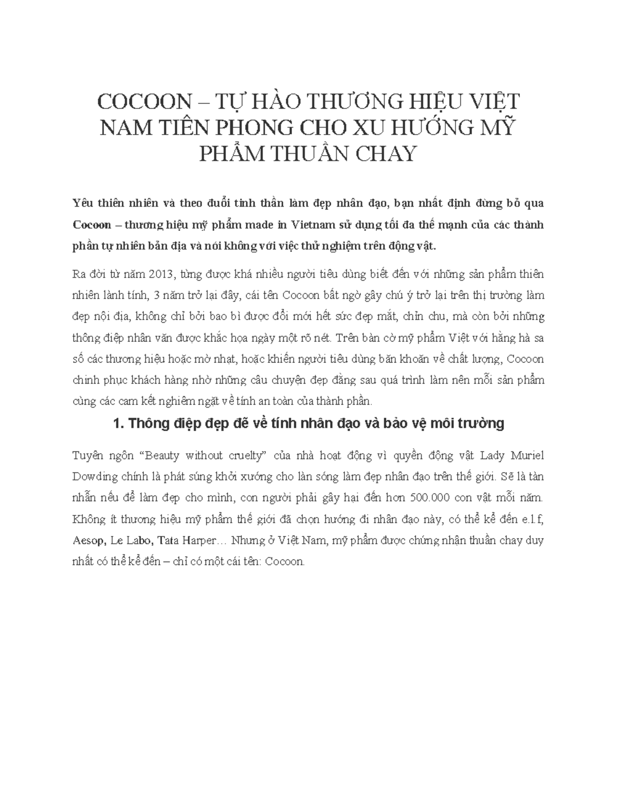 Cocoon - nothing - COCOON – TĀ HÀO TH£¡NG HIàU VIàT NAM TIÊN PHONG CHO ...