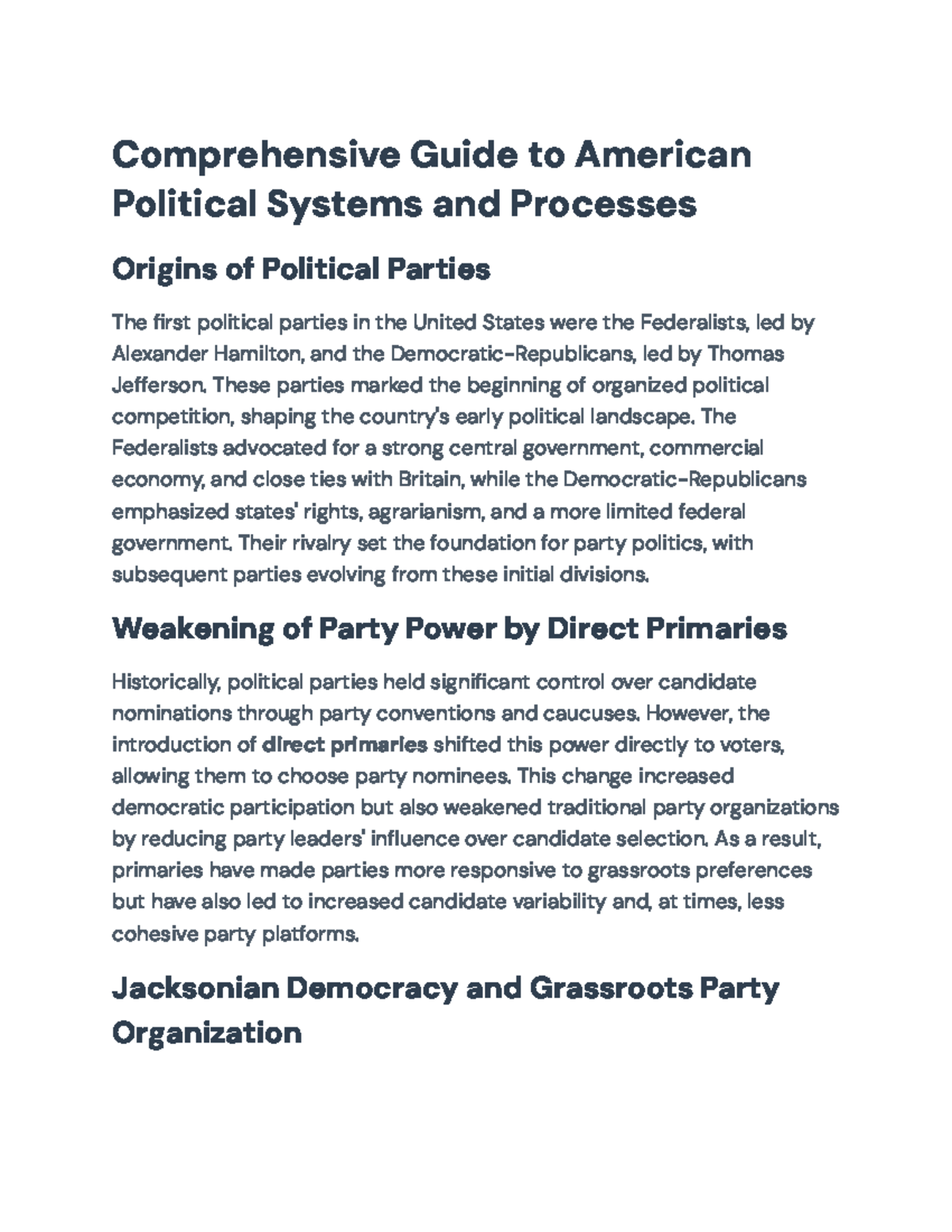 Comprehensive Guide to American Political Systems (POL 101) - Studocu