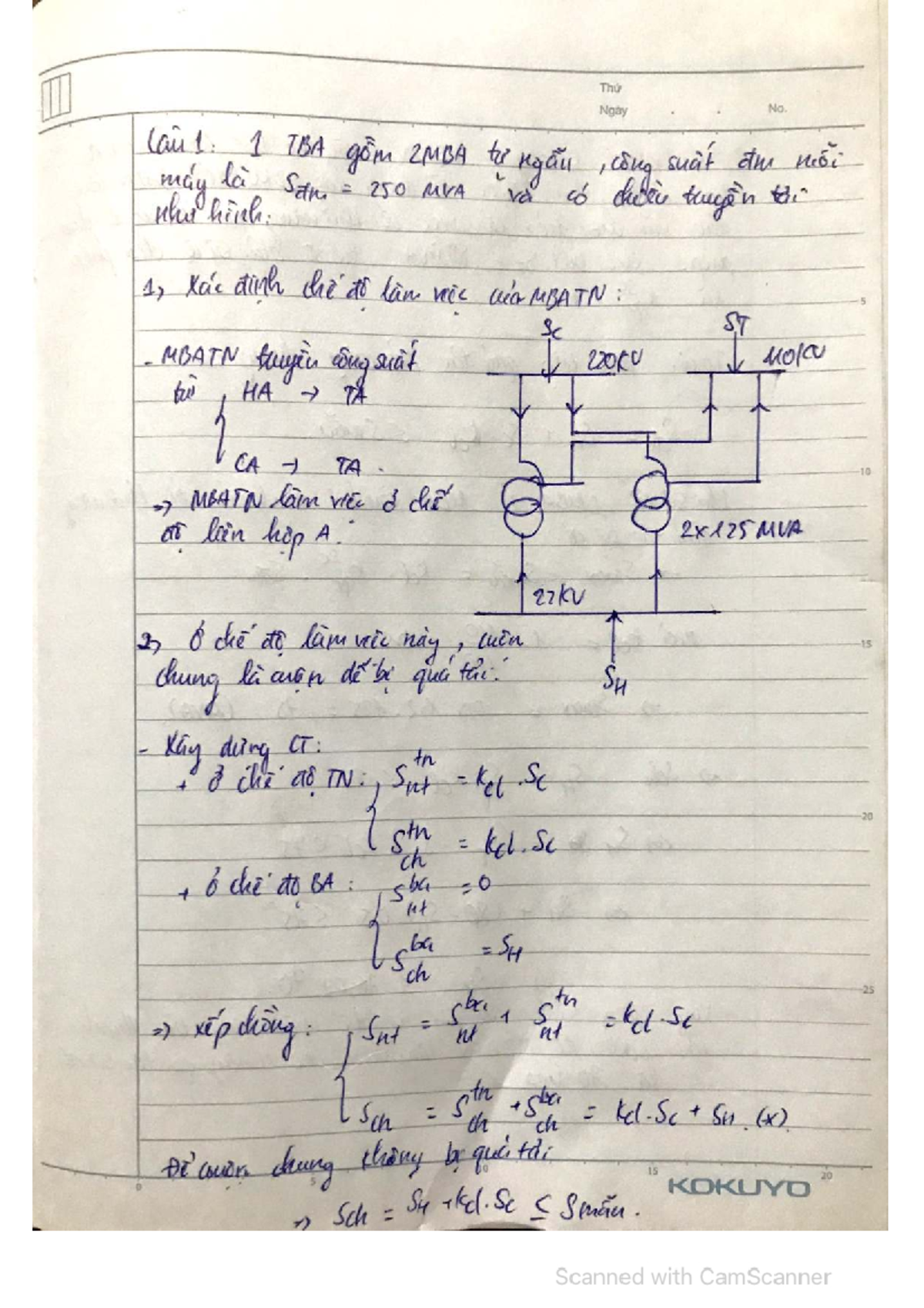 TBA 2MBA: Phân Tích Công Suất và Chế Độ Làm Việc 250 MVA - Studocu
