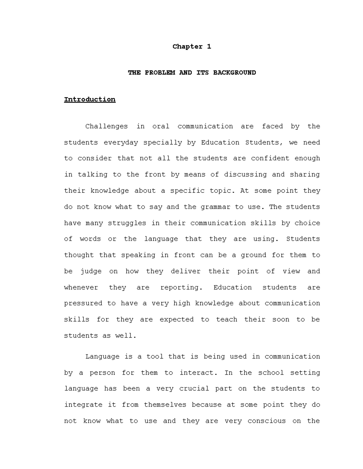BSED Social Studies (SY 2024-2025) Oral Communication Challenges in ...
