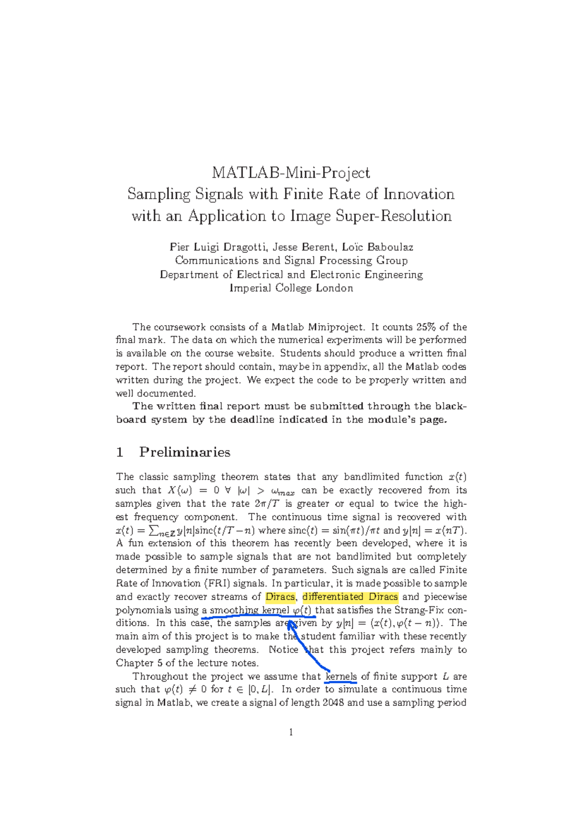 Coursework 21 - MATLAB-Mini-Project Sampling Signals with Finite Rate ...