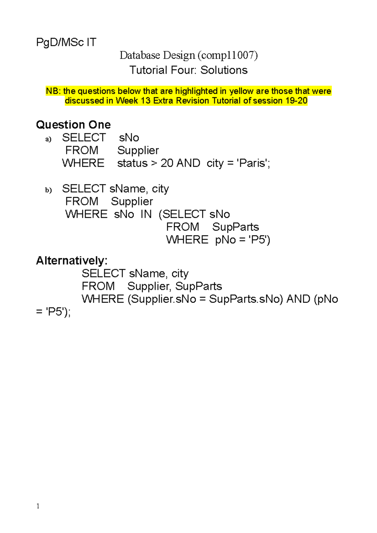 (JF) Tutorial 4 Solusions 01Dec2020 - PgD/MSc IT Database Design ...