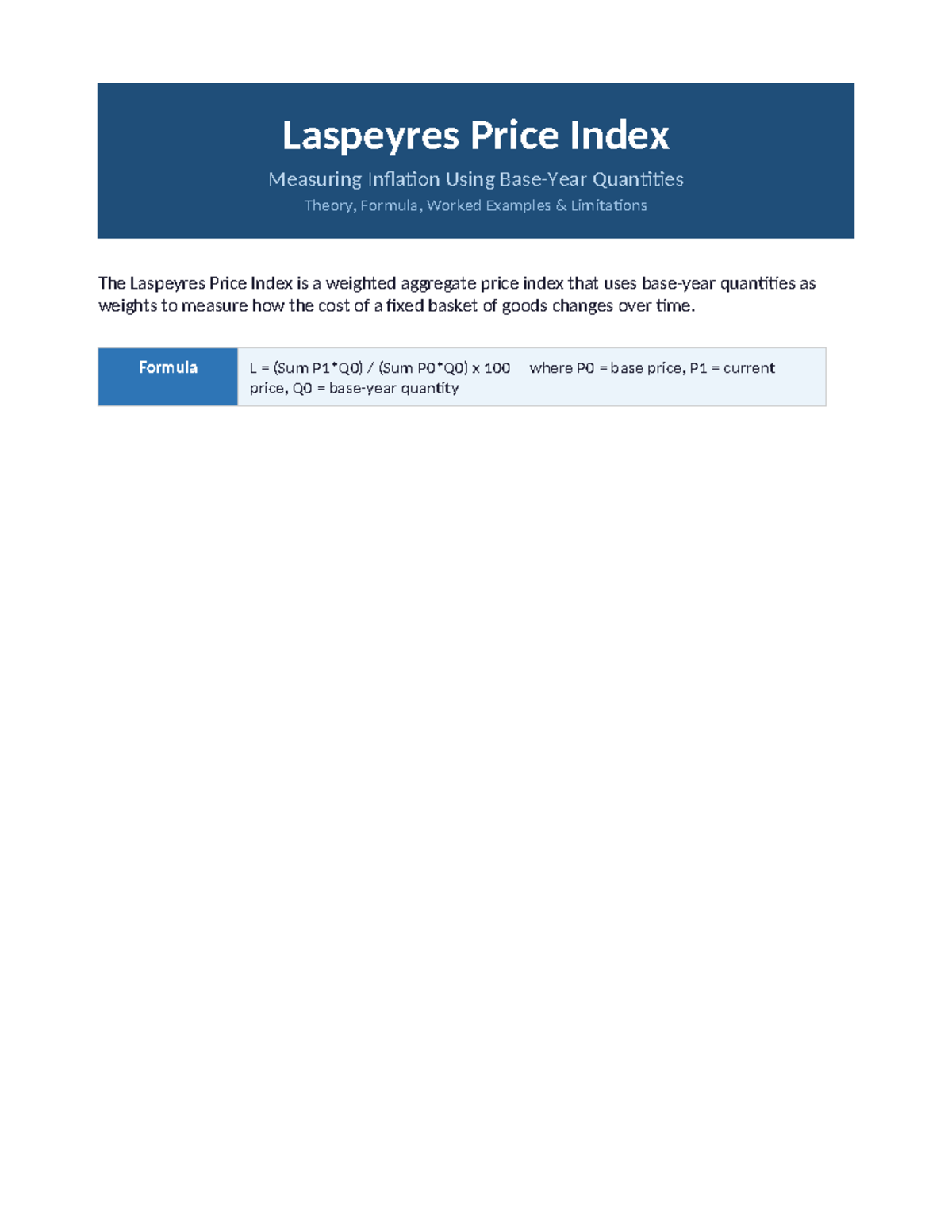 Laspeyres Price Index: Inflation Measurement, Formula & Limitations ...