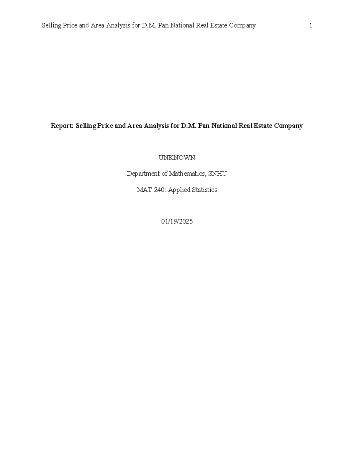 Math 240 statistics module 2 assignment - Report: Selling Price and ...