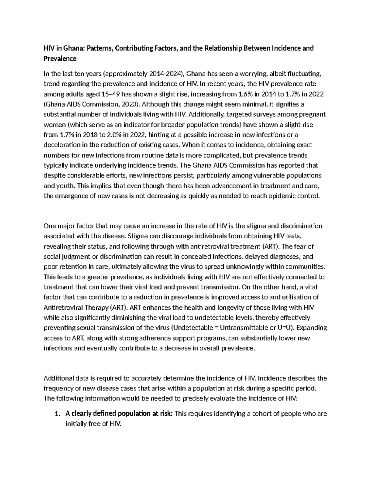 HS 3311 Unit 2 DF: HIV Trends and Factors in Ghana - Studocu