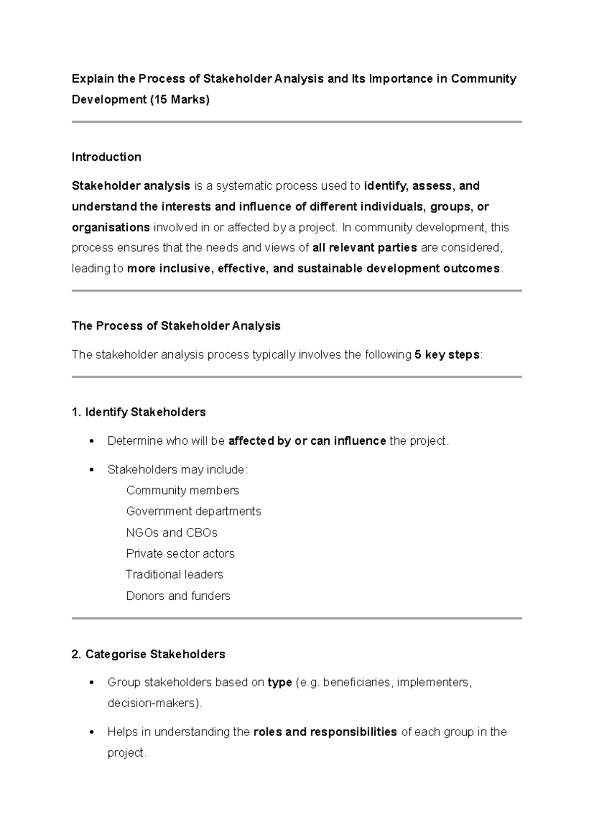 Stakeholder Analysis in Community Development: Process & Importance (15 ...