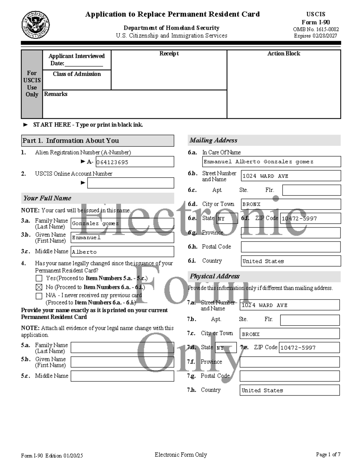USCIS Form I-90 Application to Replace Permanent Resident Card - Studocu