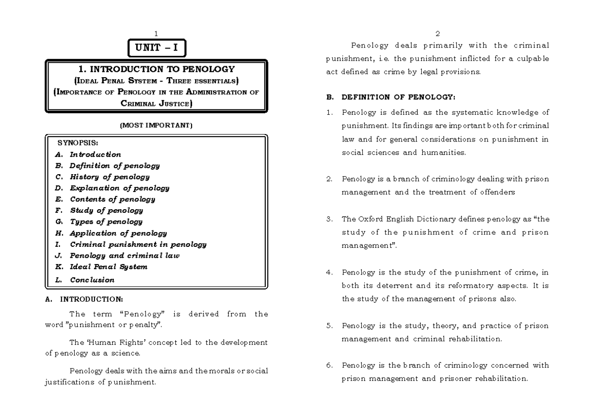 Penology Overview: The Science of Punishment & Criminal Justice - Studocu