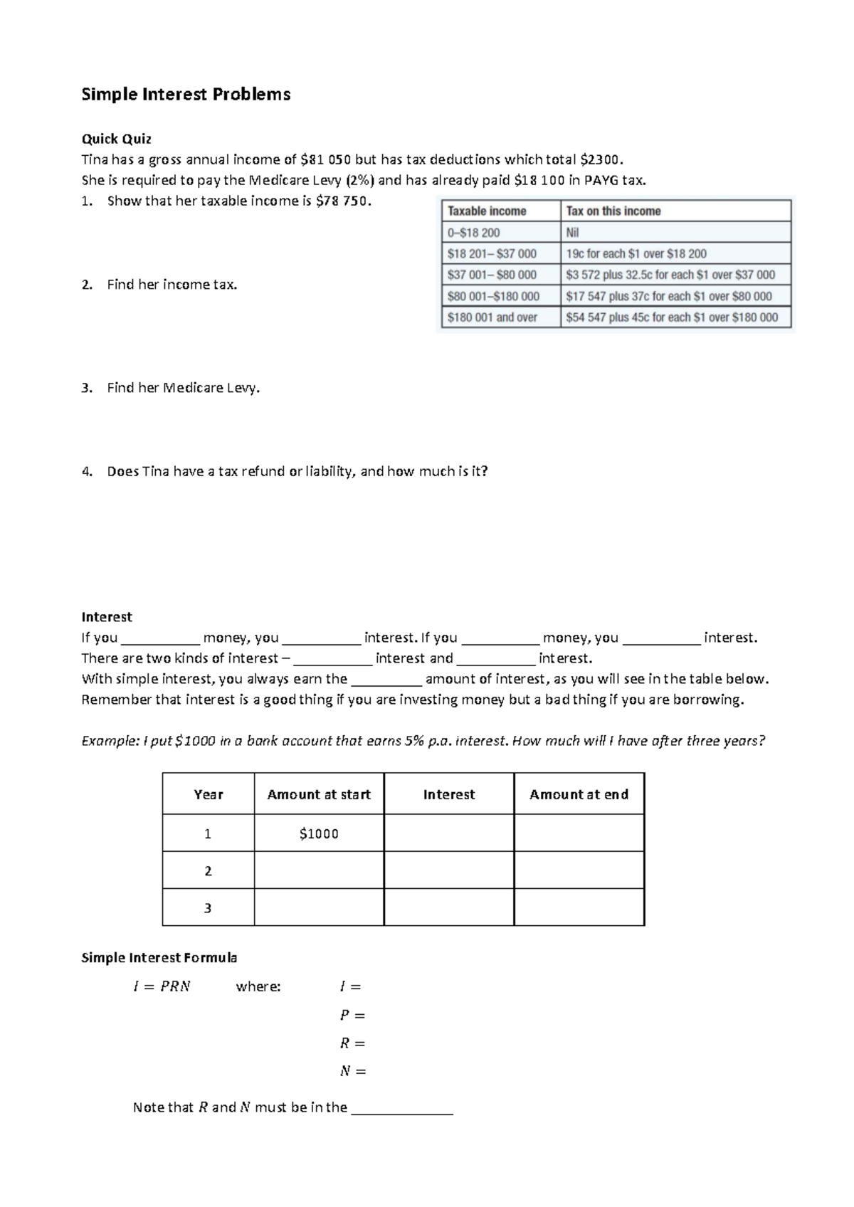 Finance II L1-L3: Simple & Compound Interest Quick Quiz - Studocu