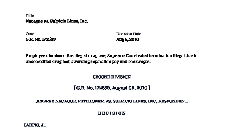Nacague vs. Sulpicio Lines, Inc - Title Nacague vs. Sulpicio Lines, Inc ...