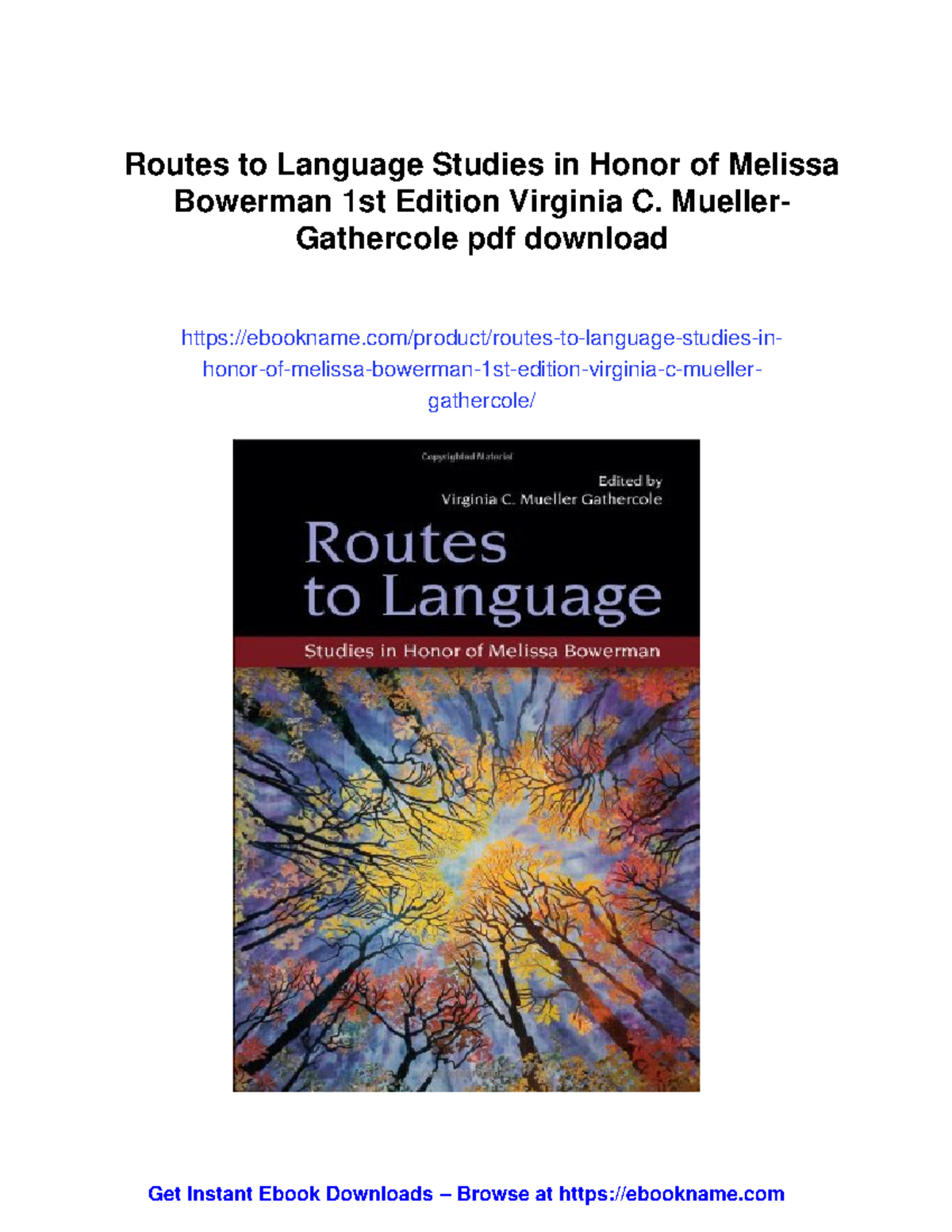 Routes to language studies: A tribute to Melissa Bowerman - Studocu