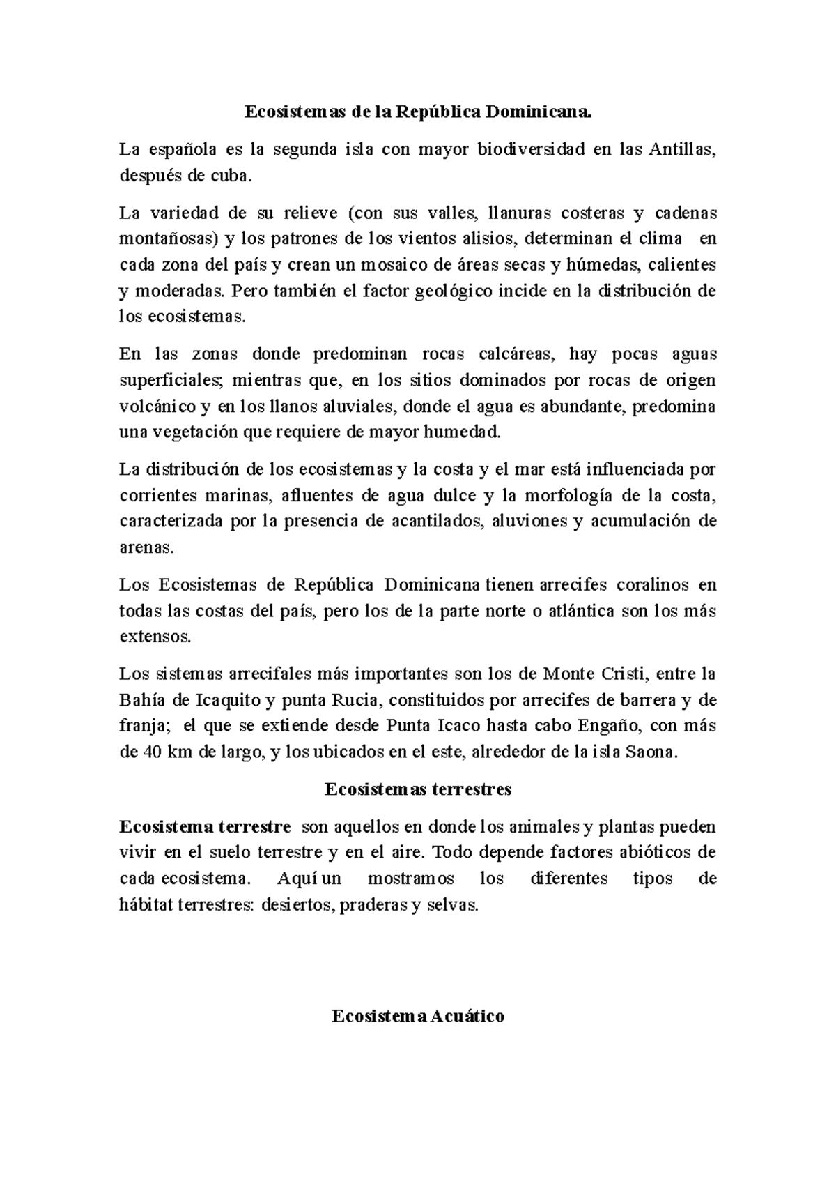 Ecosistemas de la República Dominicana: Diversidad y Características ...