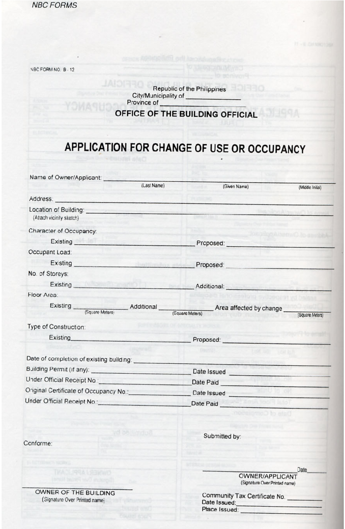 Application for Change of Use or Occupancy - Civil Engineering - Studocu